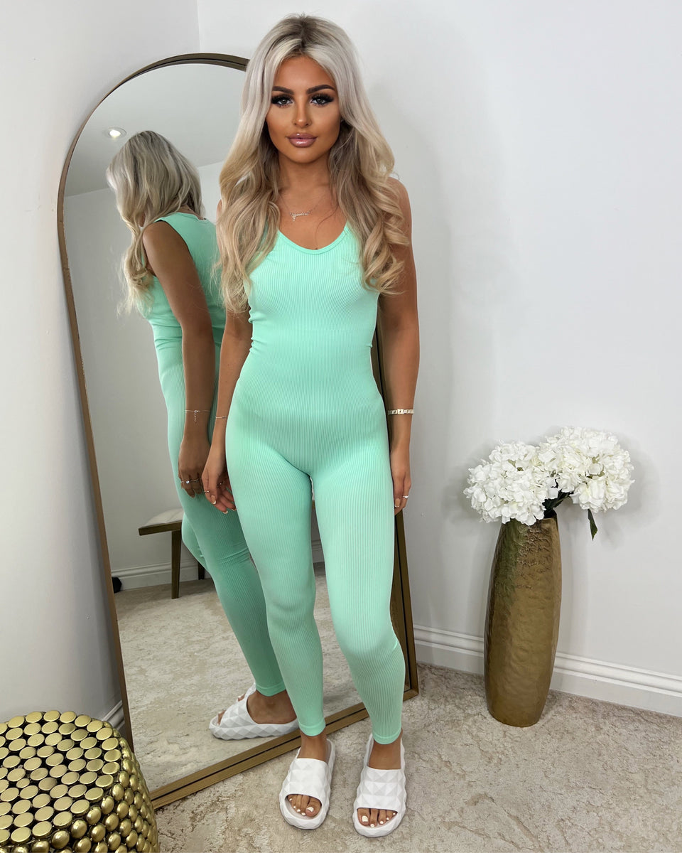 Megan Sleeveless Unitard Jumpsuit - Mint – GlamDoll Fashion